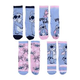 Lilo and Stitch Lilo & Stitch 4er - Pack Kindersocken Disney Stitch & Angel Geschenkset mit Spardose in Bunt | Gr.: 35-38