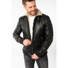 Lederjacke Mauritius "MMFyol", Herren, Gr. 4XL, schwarz (antique schwarz), Obermaterial: 100% Schafsleder. Futter: 100% Baumwolle. Ärmelfutter: 100% Polyester. Besatz: 100% Polyester, vintage, regular fit normal, angesetztes Bündchen, Jacken, mit gefüttertem Stehkragen