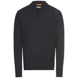 Langarm-Poloshirt Camel Active, Herren, Gr. XXL, blau (schwarz navy), Obermaterial: 100% Baumwolle, unifarben, regular fit taillenbedeckt, Shirts, mit Rippb&uuml;ndchen