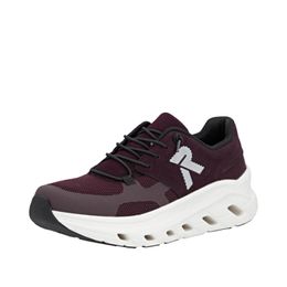 Plateausneaker RIEKER SPORT, Damen, Gr. 36, lila (brombeere), Nubuklederimitat, Textil, kontrastfarbene Details, Schuhe, Slip-on Sneaker, Halbschuh, Freizeitsneaker mit MemoSoft-Innensohle