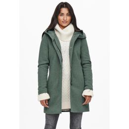 Langjacke Only "ONLSEDONA LIGHT COAT OTW NOOS", Damen, Gr. M, grün (balsam grün detail:melange), Web, Obermaterial: 85% Polyester, 15% Baumwolle, meliert, figurbetont, gerader Abschluss, Jacken, in melierter Optik