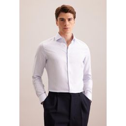 Businesshemd Seidensticker "Schwarze Rose", Herren, Gr. XL (43), normale &Auml;rmell&auml;ngen, blau, 100% Baumwolle, gestreift, tailored fit, 2-Knopf-Manschette, Hemden, Shaped 1/1 Kentkragen Gestreift