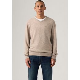 Levi's V-Ausschnitt-Pullover LEVI'S, Herren, Gr. XL, fungi heather, Strick, Obermaterial: 80% Wolle, 20% Polyamid, normal hüftlang, V-Ausschnitt, Bündchen, Pullover