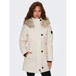 Parka Only "ONLIRIS FUR WINTER PARKA LIFE CC OTW", Damen, Gr. XS, beige (eggnog detail:nature fur), Web, Obermaterial: 100% Polyester, unifarben, regular fit taillenbedeckt, hoch geschlossener Ausschnitt, Bündchen, Jacken, mit verdeckter Knopfleiste