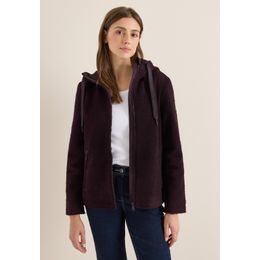 Cecil Damen Fellimitatjackeschwarz plum, Gr. XXL, unifarben, Stoff, Obermaterial: 100% Polyester; Futter: 100% Polyester, Jacken, mit Kapuze mit