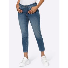 WITT Damen 7/8-Jeans mit Kontrastnähten, blue-stone-washed, Größe 42