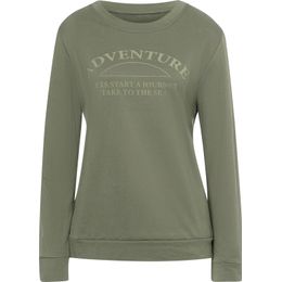 Heine Damen Sweatshirt mit 3D-Schriftzug khaki Gr&ouml;&szlig;e 36