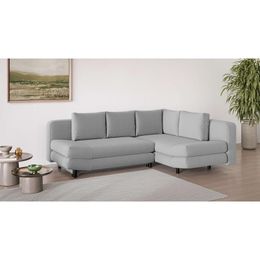 Home Affaire Ecksofa »LENNARA Schlafsofa mit Bettkasten, Maße B/T/H: 234/179/85 cm« L-Form mit Ottomane rechts/links, mit Wellenunterfederung hellgrau