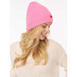 Zwillingsherz Damen Beanie &raquo;Beanie with Heart-Patch&laquo; Rippstrick, mit breitem Umschlag, w&auml;rmend
