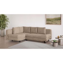 Home Affaire Ecksofa »LENNARA Schlafsofa mit Bettkasten, Maße B/T/H: 234/179/85 cm« L-Form mit Ottomane rechts/links, mit Wellenunterfederung braun