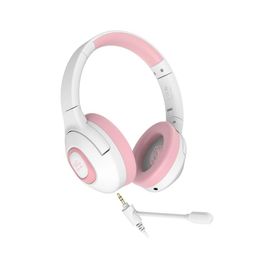 SADES Gaming-Headset »Shaman SA-724 Gaming Headset, weiß/pink, USB, kabelgebunden« Mikrofon abnehmbar Stereo, Over Ear, PC, PST, XBox, Nintendo...