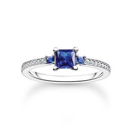 Thomas Sabo Fingerring »mit blauen Steinen, TR2402-166-32-52, 54, 56, 58, 60« mit Glas-Keramik Stein, Zirkonia (synth.) silberfarben-dunkelblau 52...