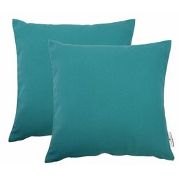 Tom Tailor HOME Dekokissen »Dove« unifarben, Kissenhüllen ohne Füllung, 2er Pack aqua + unifarben Obermaterial: 100% Baumwolle B/L: 38 cm x 38 cm