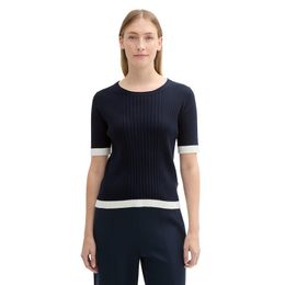 Tom Tailor Kurzarmpullover mit Rippstruktur sky captain blue S (36) S (36) Strickpullover von Tom Tailor