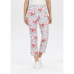 Stehmann Stoffhose Sommerhose mit floralem Muster, 7/8-Länge mit Gummibund ibisrose 48 - N-Gr N-Gr 48 7/8-Hose für Damen von Stehmann
