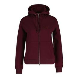 Gant Damen Kapuzensweatjacke &raquo;REG TONAL SHIELD ZIP HOODIE&laquo; Markenstickerei, Kapuze, Rippb&uuml;ndchen grau L