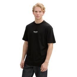Tom Tailor Denim T-Shirt mit Marken-Frontprint black L L T-Shirt für Herren von Tom Tailor Denim