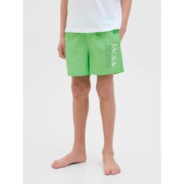 Jack & Jones JACK & JONES JUNIOR Badeshorts »JPSTMAUI mit Logoprint und praktischen Taschen« bedruckt, modisch, regular fit, Web Summer Green 140 - N-Gr N-Gr...