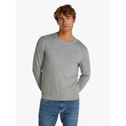 Tommy Jeans Rundhalspullover »TJM SLIM ESSENTIAL LIGHT SWEATER« mit Flag-Patch Grey Htr 3XL 3XL Strickpullover von Tommy Jeans