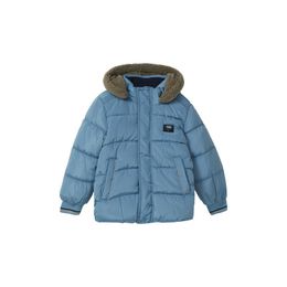 s.Oliver JUNIOR Steppjacke mit Kapuze mit Teddyplüsch-Kapuze, Steppjacke für boys MID BLUE 122 122 Winterjacke für boys von s.Oliver Junior