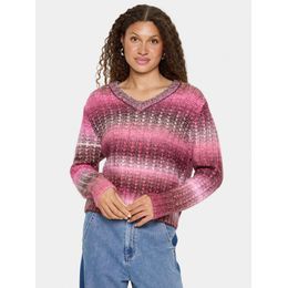 Saint Tropez Pullover 'Mirabel' Damen Gr&ouml;&szlig;e XL brombeer / pink / schwarz