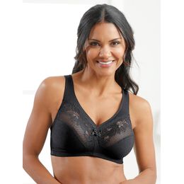 Glamorise Damen Minimizer-BH ohne B&uuml;gel mit Spitzeneinsatz, schwarz, Gr&ouml;&szlig;e 105D