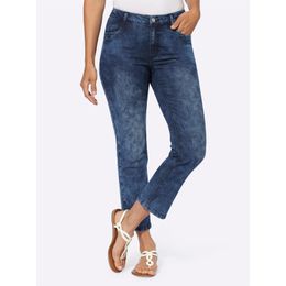 WITT Damen 7/8-Jeans in 5-Pocket-Form, darkblue-stone-washed, Gr&ouml;&szlig;e 50