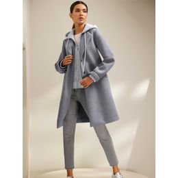 Kurzmantel Heine, Damen, Gr. 38, grau (steingrau, meliert), 75% Polyester, 25% Viskose, Einsatz:75% Polyester, 25% Viskose, unifarben, unifarben mit Farbeinsatz, unifarben mit Farbeins&auml;tzen, M&auml;ntel Kurzmantel