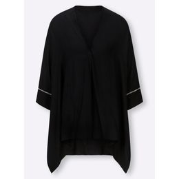 Heine Witt Damen Schlupf-Bluse mit V-Ausschnitt, schwarz, Gr&ouml;&szlig;e 46