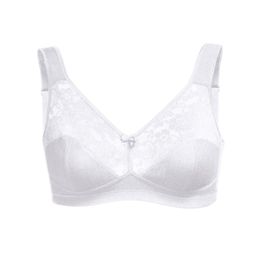 SuSa Damen Entlastungs-BH ohne B&uuml;gel mit breiten Tr&auml;gern, wei&szlig; + schwarz, Gr&ouml;&szlig;e 75B
