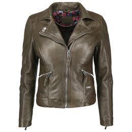 Lederjacke Mustang "31019271", Damen, Gr. S, gr&uuml;n (olive), Obermaterial: 100% Lammleder; Futter: 100% Baumwolle; &Auml;rmelfutter: 100% Polyester, Jacken