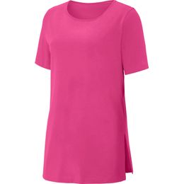 Damen Longshirt mit hohen Seitenschlitzen fuchsia, Gr&ouml;&szlig;e 46