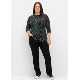 sheego Gro&szlig;e Gr&ouml;&szlig;en 3/4-Arm-Shirt mit Minimalprint, schwarz-gemustert, Gr&ouml;&szlig;e 44/46 - Damen