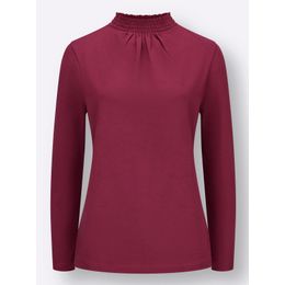 WITT Damen Stehkragenshirt mit Raffungen im Vorderteil, bordeaux, Gr&ouml;&szlig;e 54