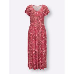 WITT Damen Jerseykleid mit Fl&uuml;gel-&Auml;rmeln, erdbeere-champagner-bedruckt, Gr&ouml;&szlig;e 40