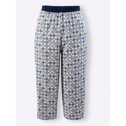WITT Damen Capri-Schlafanzughose mit Rundum-Dehnbund, bedruckt, himmelblau-bedruckt, Gr&ouml;&szlig;e 56/58