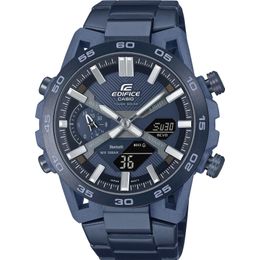 Smartwatch CASIO EDIFICE, blau, Smartwatches, Armbanduhr, Herrenuhr, Edelstahlarmband, Bluetooth,bis 10 bar wasserd.