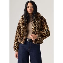 Levi's Blouson LEVI'S "ELLE SHERPA LEOPA", Damen, Gr. L (40), muriel faux leopard, Web, Obermaterial: 100% Polyester, animal-print, bequem taillenbedeckt, elastischer Bund, Jacken, Animal- Look