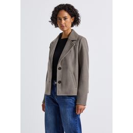 Kurzjacke Street One, Damen, Gr. 40, sandy mocca meliert, Stoff, Obermaterial: 90% Polyester, 10% Viskose; Futter: 100% Polyester, unifarben, normal normal, V-Ausschnitt, abgesteppt, Jacken, mit Reverskragen