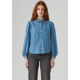 Levi's Langarmbluse LEVI'S, Damen, Gr. XS (34), beige (bright mid stone), Web, Obermaterial: 60% Lyocell, 40% Baumwolle, weit taillenbedeckt, Puff&auml;rmel, Blusen, Mit Puff&auml;rmel