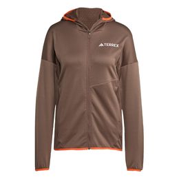 adidas terrex Funktionsfleecejacke 'Xperior' Damen Gr&ouml;&szlig;e M/L schoko / orange / wei&szlig;