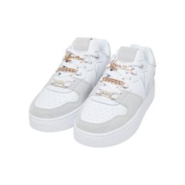Trainingsschuh Karl Kani "Karl Kani Kids 89 UP LOGO PRM Schuhe", Damen, Gr. 37,5, weiß, grau, Leder, Schuhe