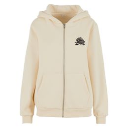 Sweatjacke MISS TEE "Miss Tee Romantic Dreamers Ladies Fluffy Zip Hoody", Damen, Gr. XS, beige (sandweiß), 70% Baumwolle, 30% Polyester, Sweatjacken