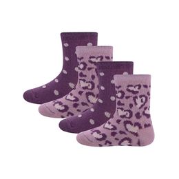 Ewers Socken 4er Pack Leo/Punkte M&auml;dchen Gr&ouml;&szlig;e 19/22 ros&eacute;