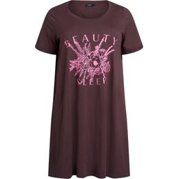 ZIZZI Nachthemd 'MALLY' Damen Gr&ouml;&szlig;e 11XL/12XL braun / pink