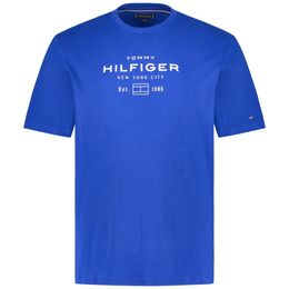 Große Größen Tommy Hilfiger T-Shirt mit Label-Print Farbe royalblau Größe: 4XL