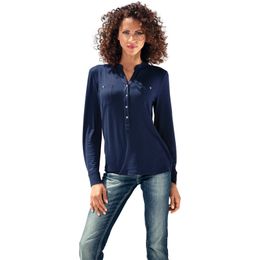 Heine Witt Damen Blusenshirt mit Brusttaschen, blau, Größe 40