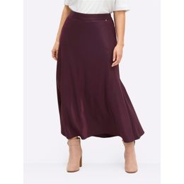 sheego Damen Satinrock mit verdecktem Rei&szlig;verschluss, burgund, Gr&ouml;&szlig;e 42