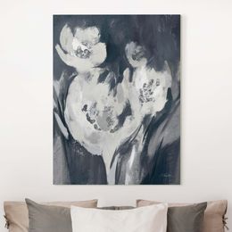 Bilderwelten Leinwandbild Blumen modern Kunstdruck schwarz weiss - Nachtbl&uuml;ten - Wandbild XXL Wohnzimmer Schlafzimmer