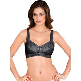 wäschepur Damen BH ohne Bügel mit Tüllspitze schwarz, Größe 100B